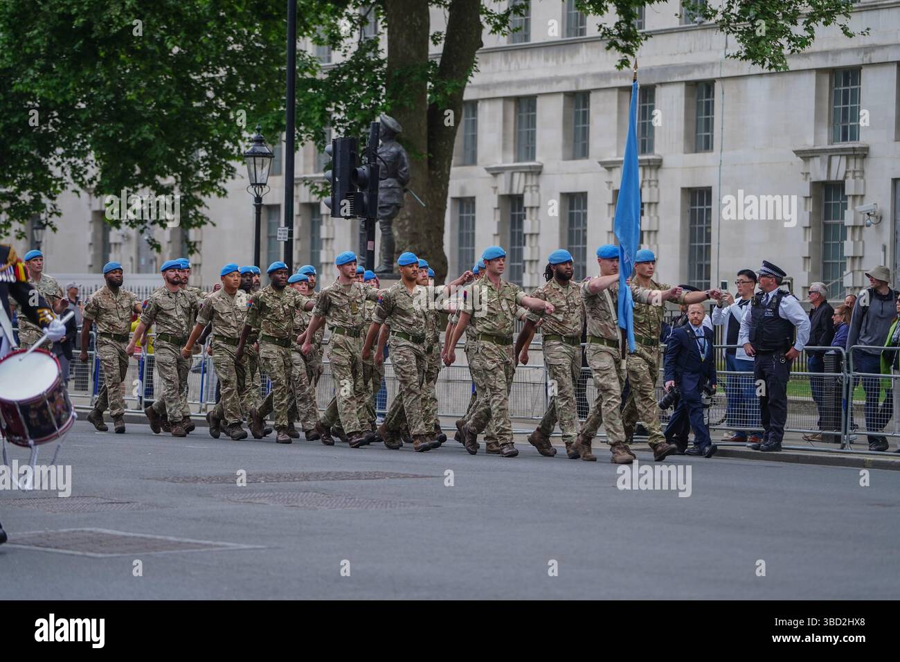 London, UK. 22 May 2025. British army soldiers wearing blue berets ...