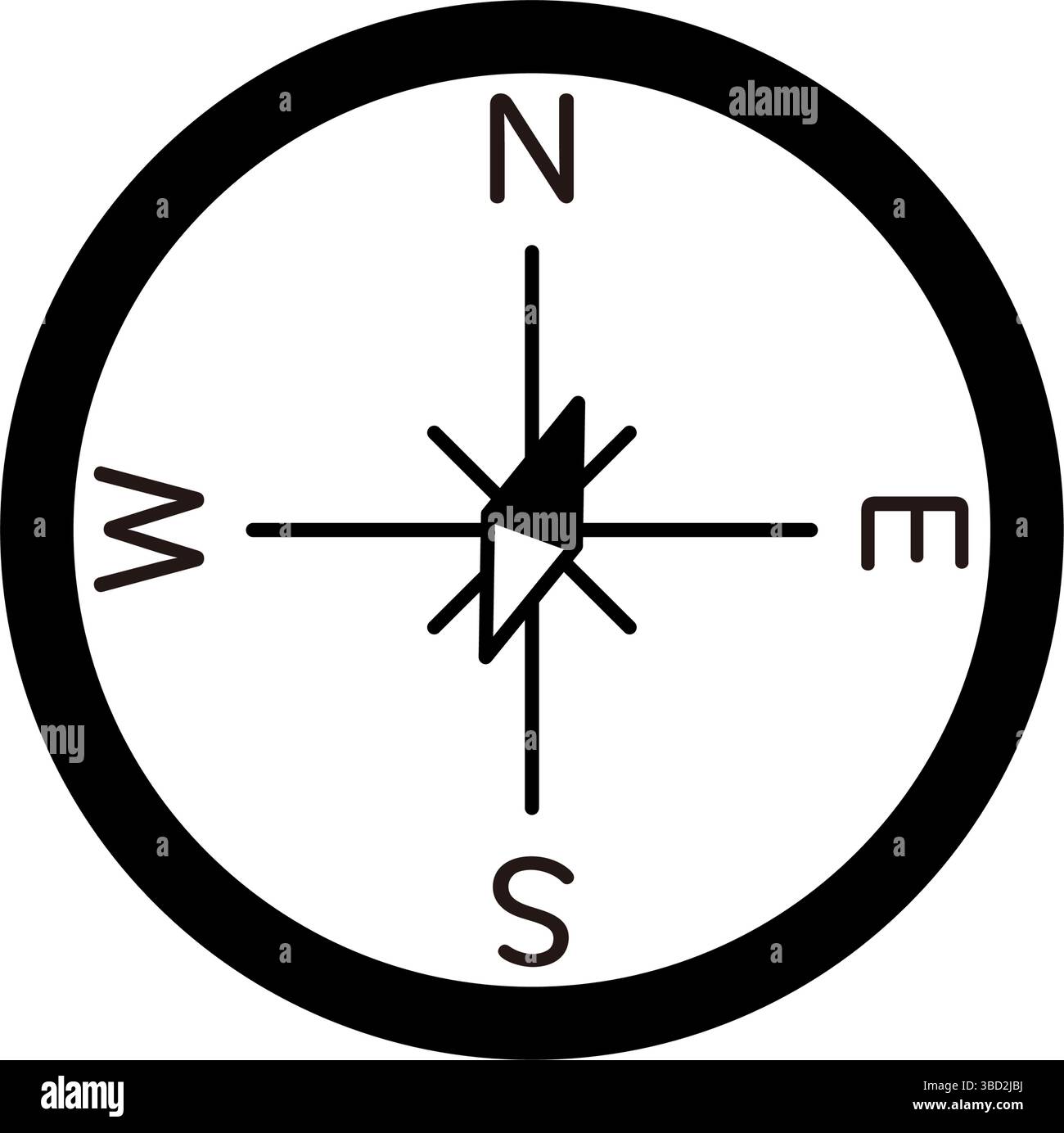 Simple line drawing icon of a compass pointing north-northeast, Vector ...