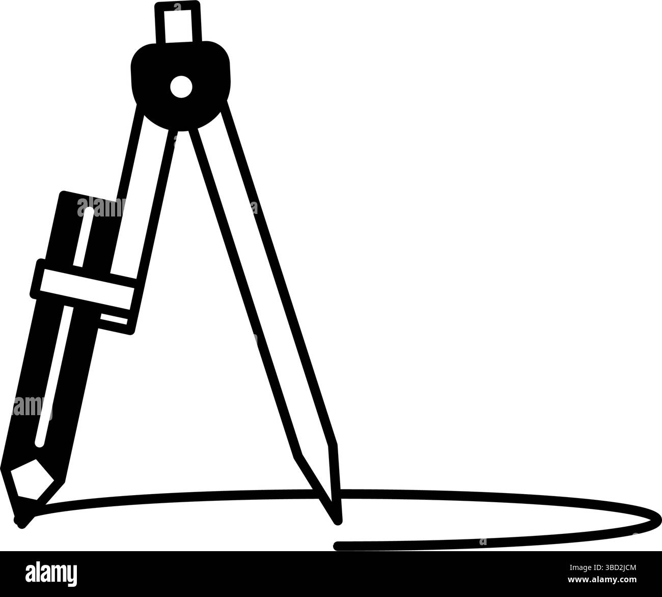 Simple line drawing icon of a circle with compass, Vector Illustration ...