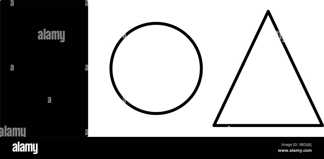 Simple line drawing icon of Cube, Sphere, and Pyramid, Vector ...