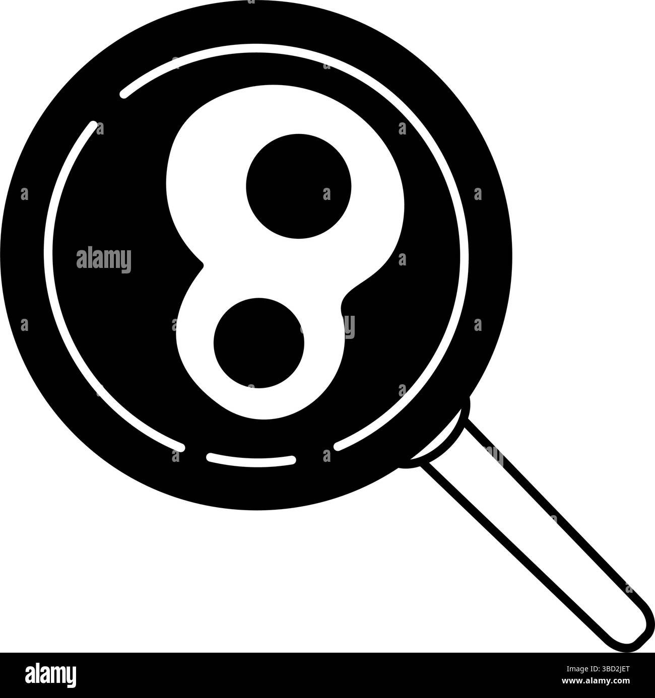 Simple line drawing icon of a fried egg in a frying pan, Vector ...