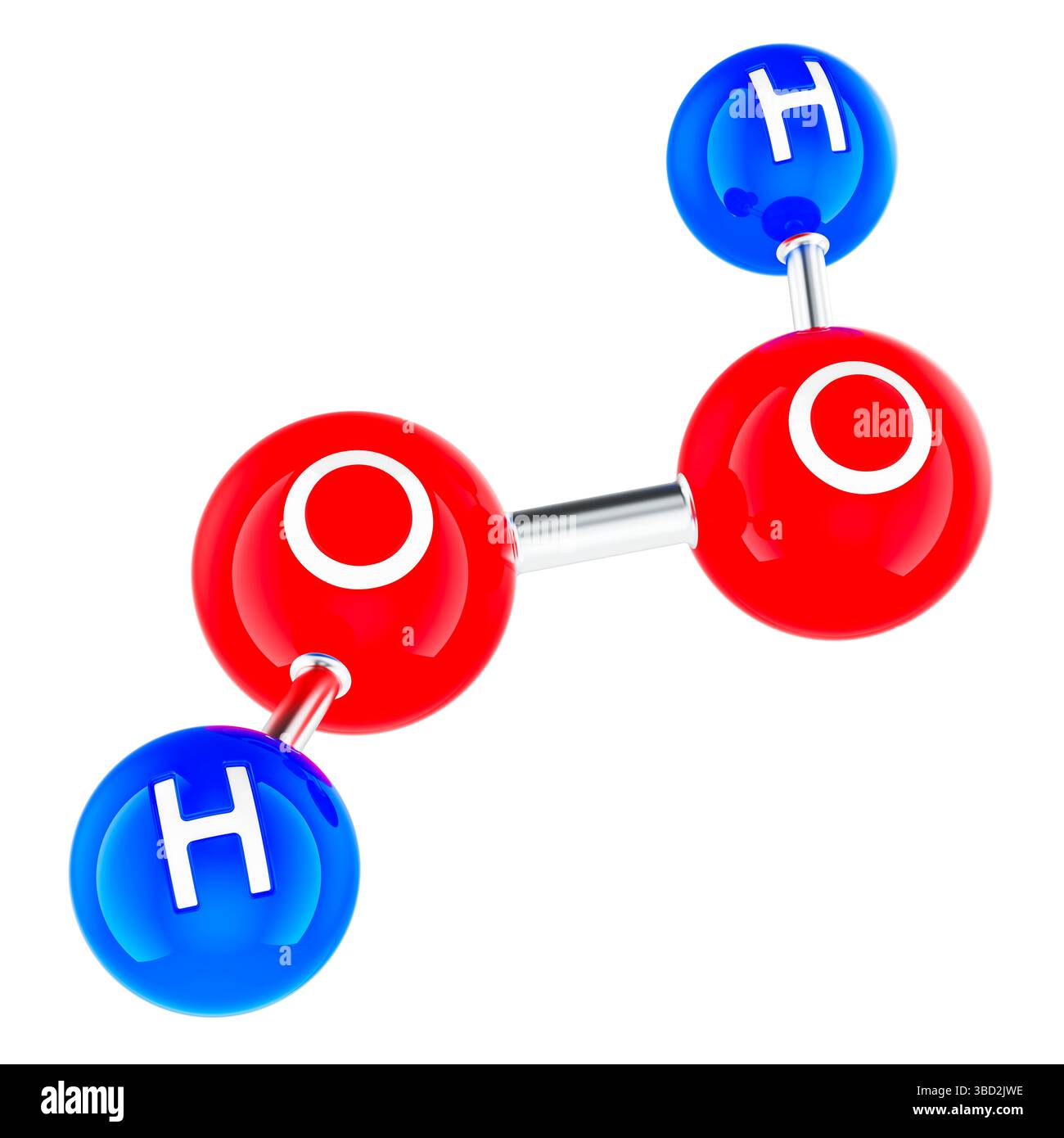 Hydrogen Peroxide Molecule H2O2, 3D Atomic Model. 3D rendering isolated on white background ...