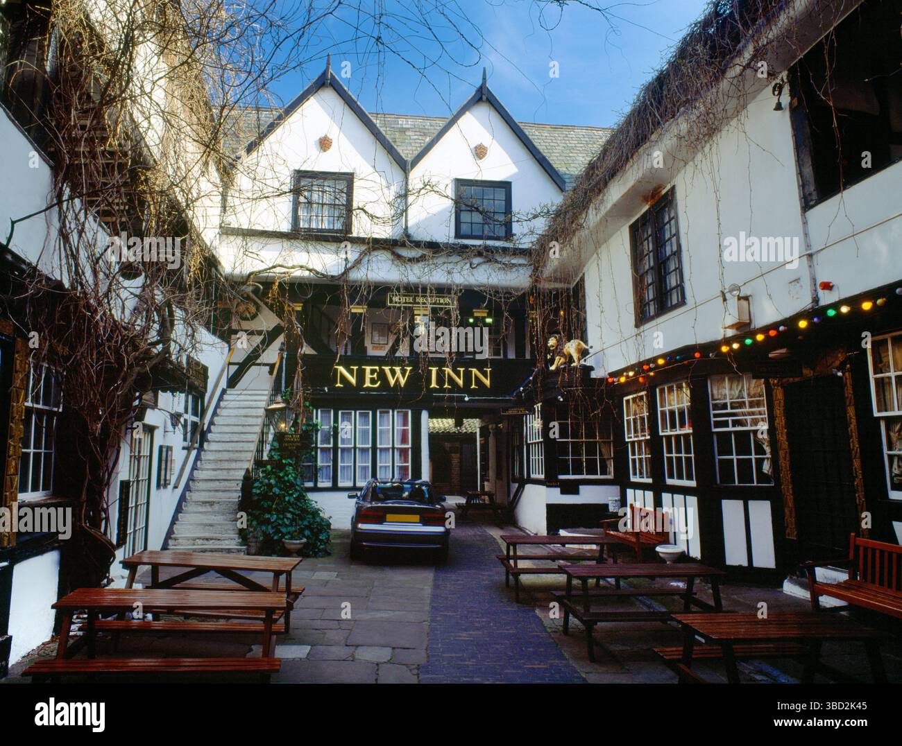 View SE of the courtyard & 2-storey jettied galleries of the C15th (c ...