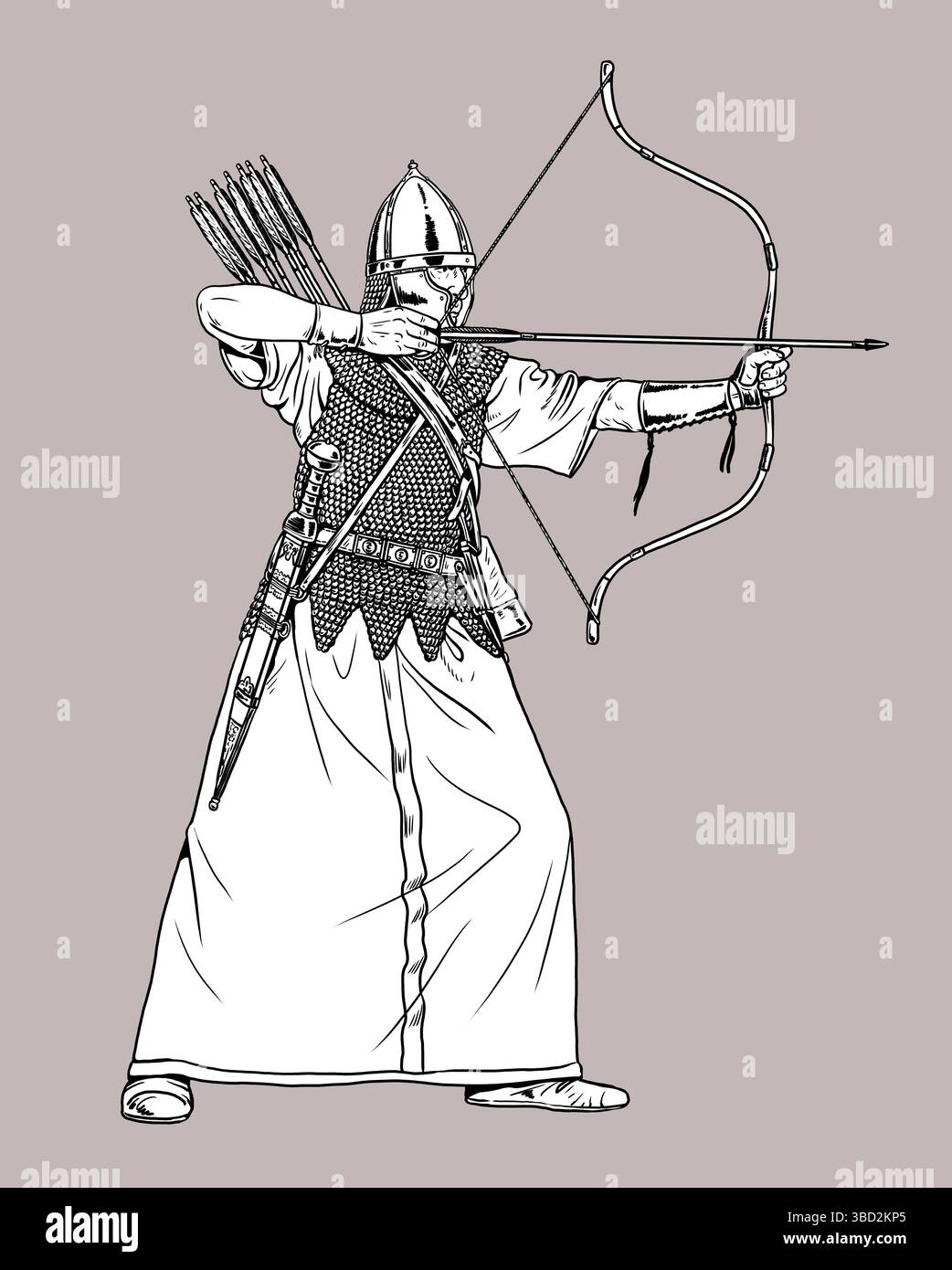 Roman archer in battle. Historical drawing Stock Photo - Alamy