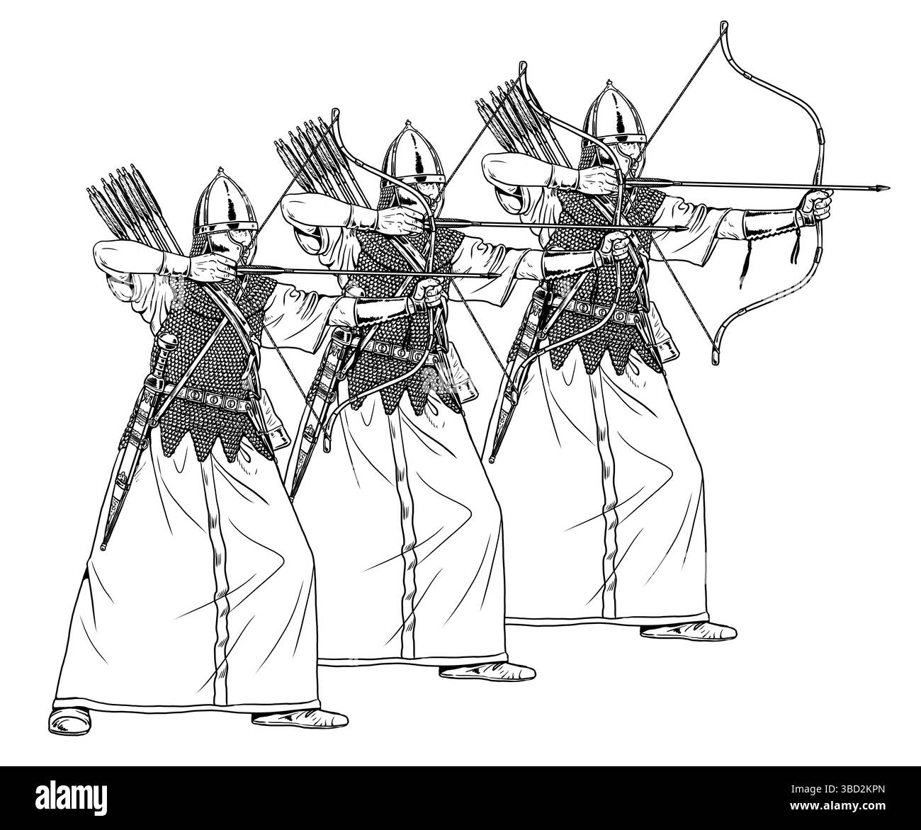 Roman archers in battle. Historical drawing Stock Photo - Alamy