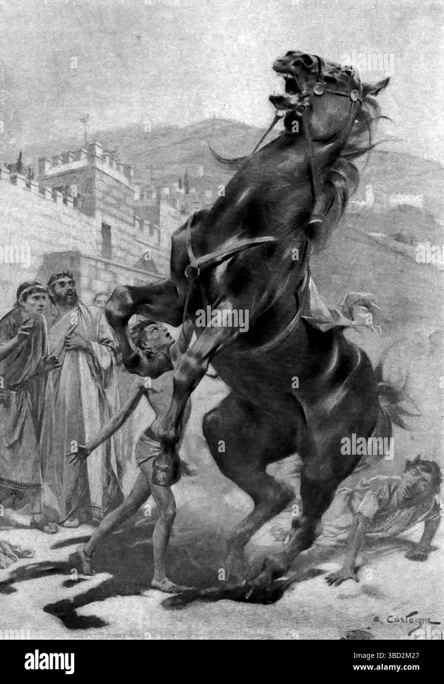 The Taming of Bucephalus by Andre Castaigne. Bucephalus or Bucephalas, was the horse of ...