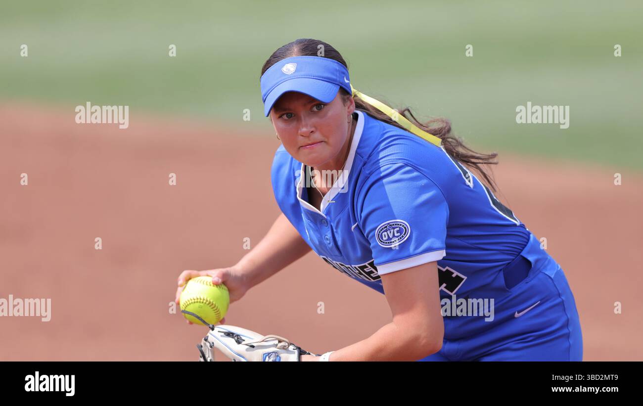 Eastern Illinois infielder Hillary Springer (24) prepares to compete ...