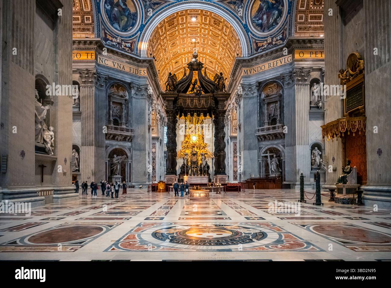 The interior of St. Peter's Basilica is filled with artworks created in ...