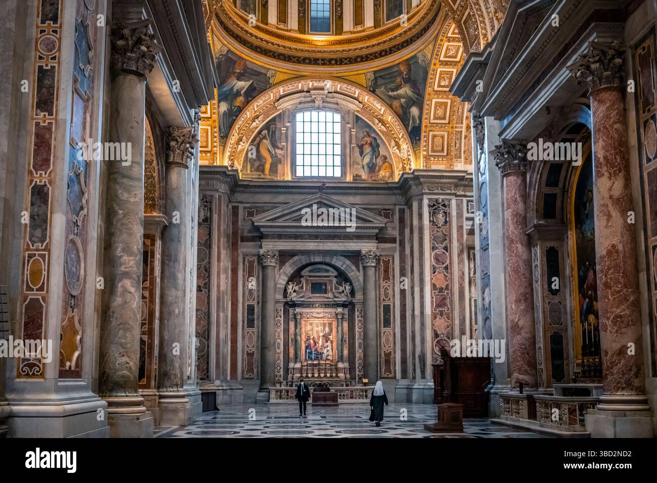The interior of St. Peter's Basilica is filled with artworks created in ...