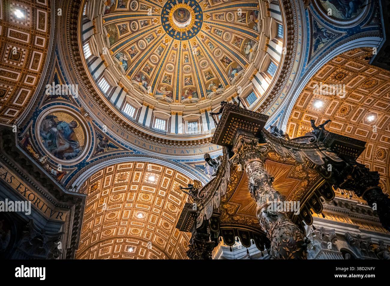 The interior of St. Peter's Basilica is filled with artworks created in ...
