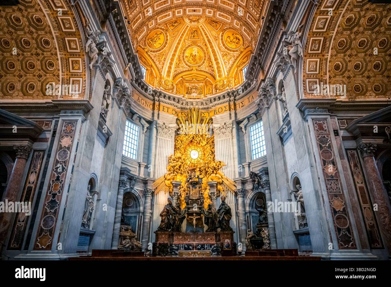 The interior of St. Peter's Basilica is filled with artworks created in ...