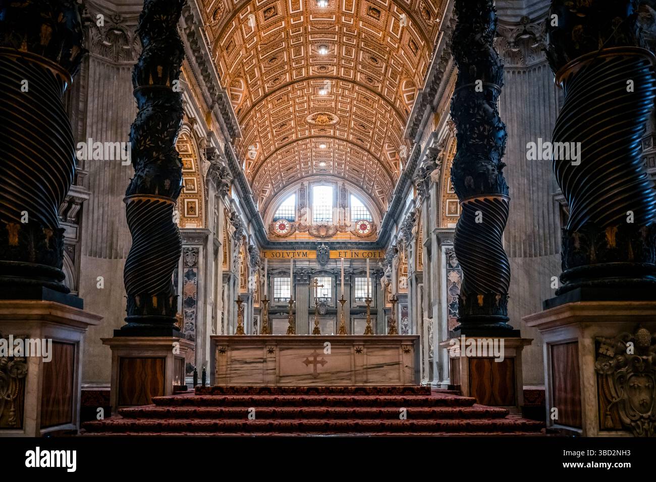 The interior of St. Peter's Basilica is filled with artworks created in ...