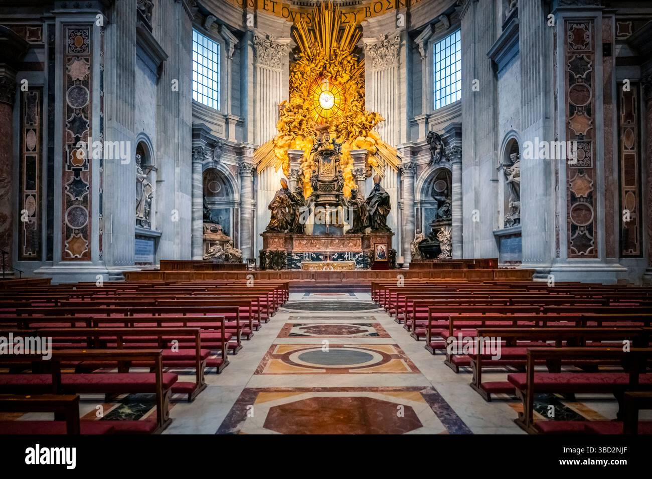 The interior of St. Peter's Basilica is filled with artworks created in ...