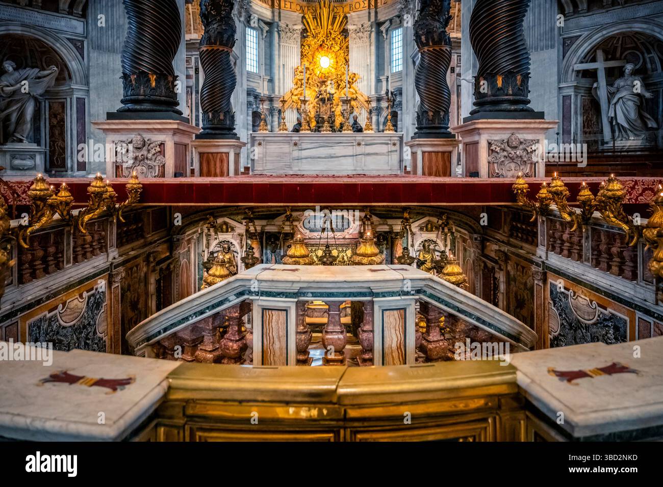 The interior of St. Peter's Basilica is filled with artworks created in ...