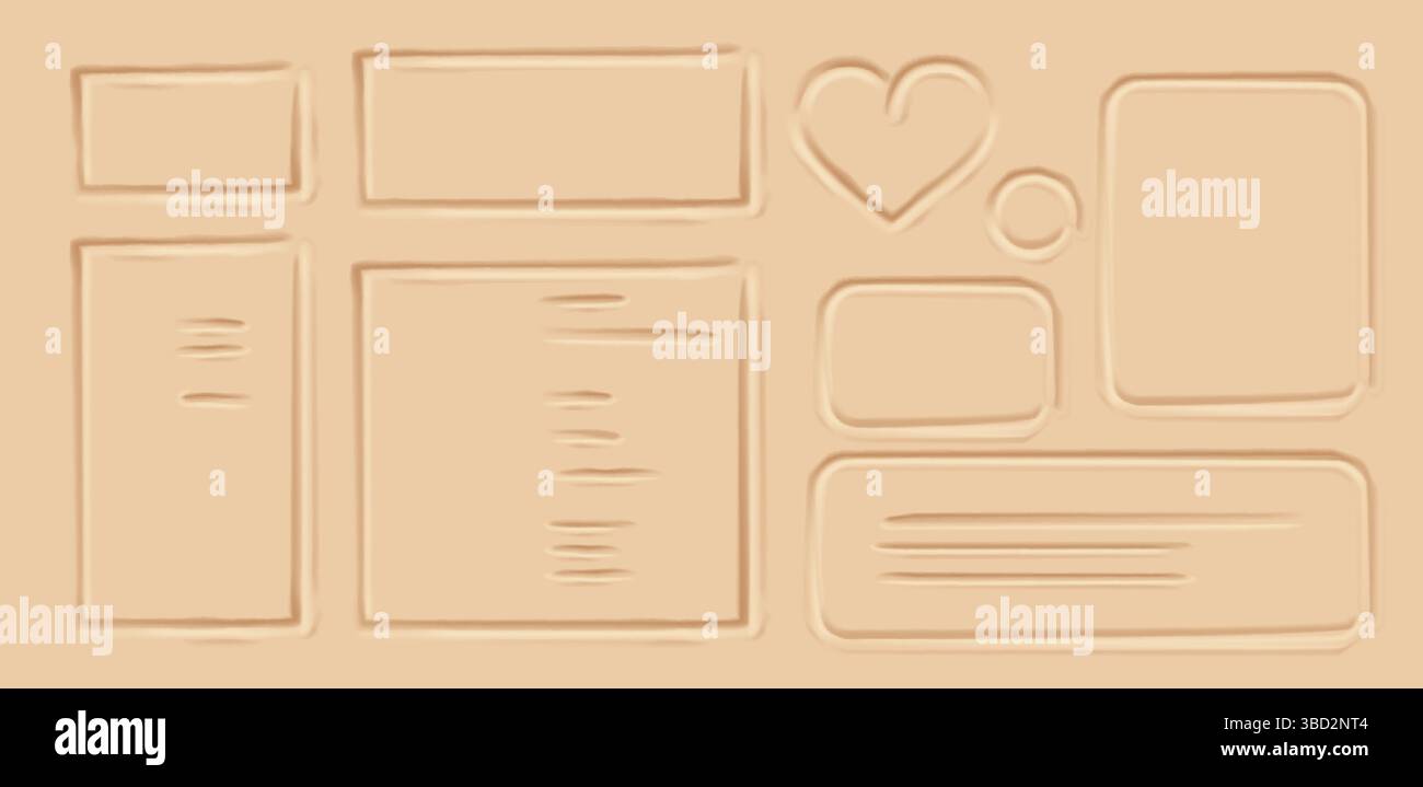 Minimalistic illustration of geometric borders, shapes imprinted in ...