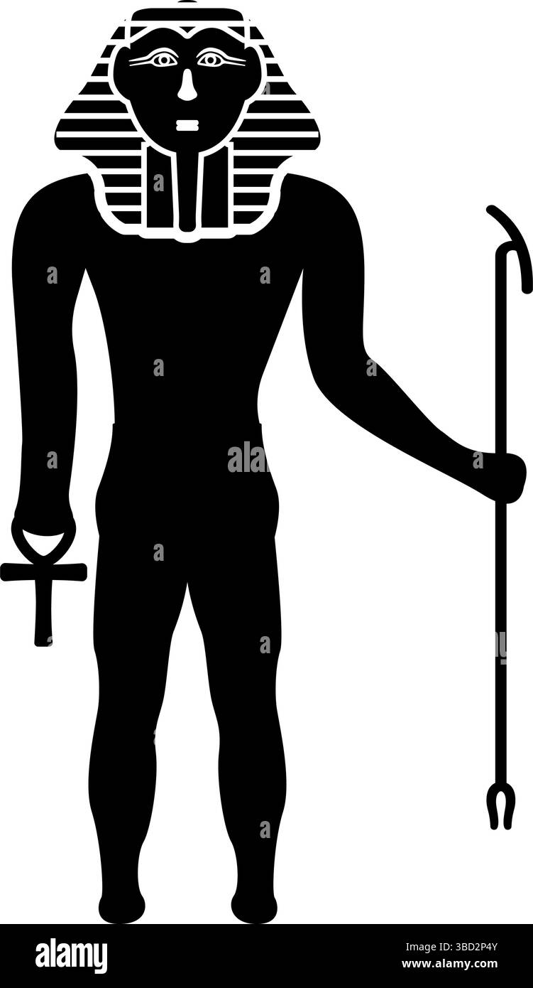 Egypt pharaoh Tutankhamen King Tut icon black color vector illustration ...