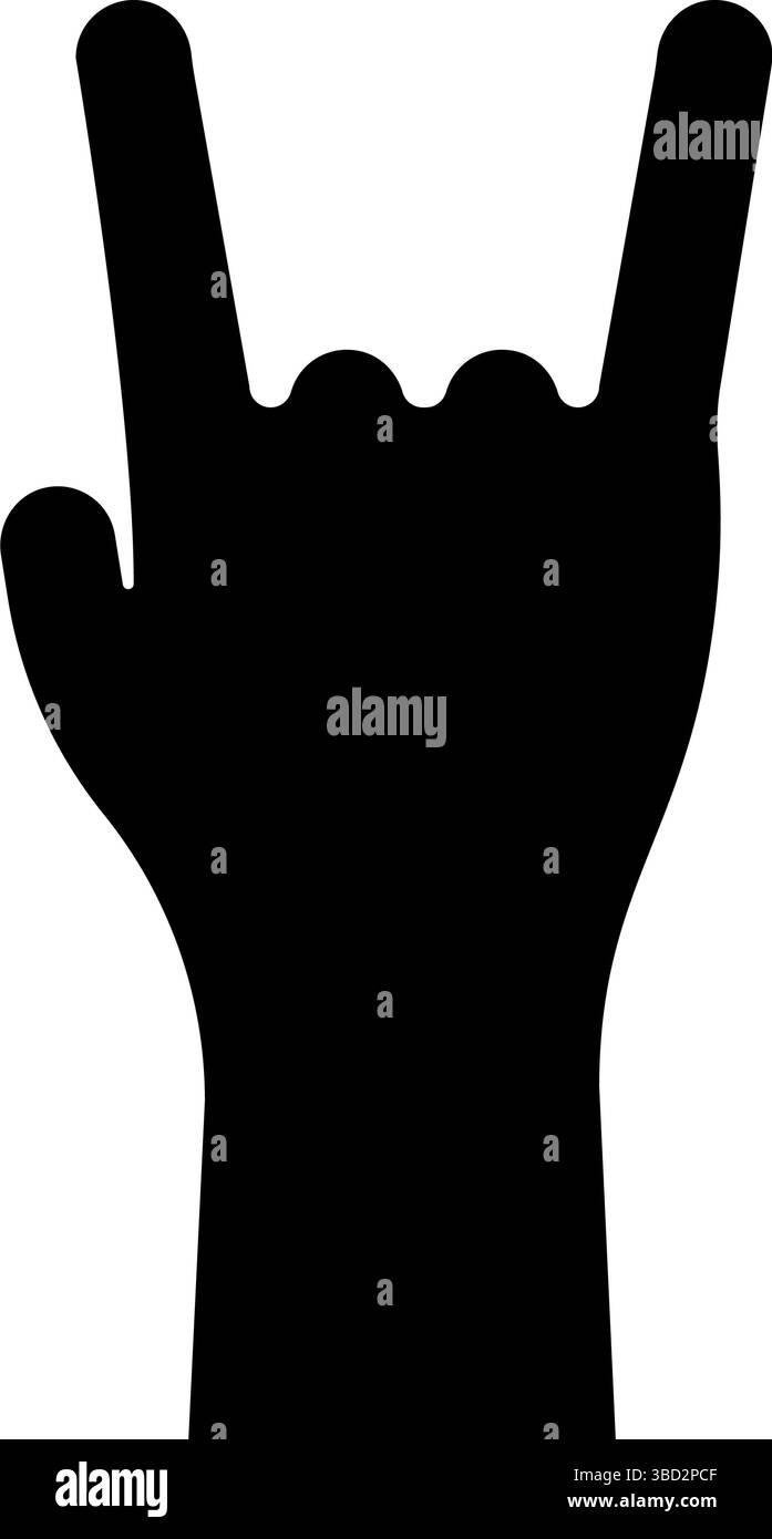 Symbol heavy metal rock male hand gesture sign icon black color vector ...