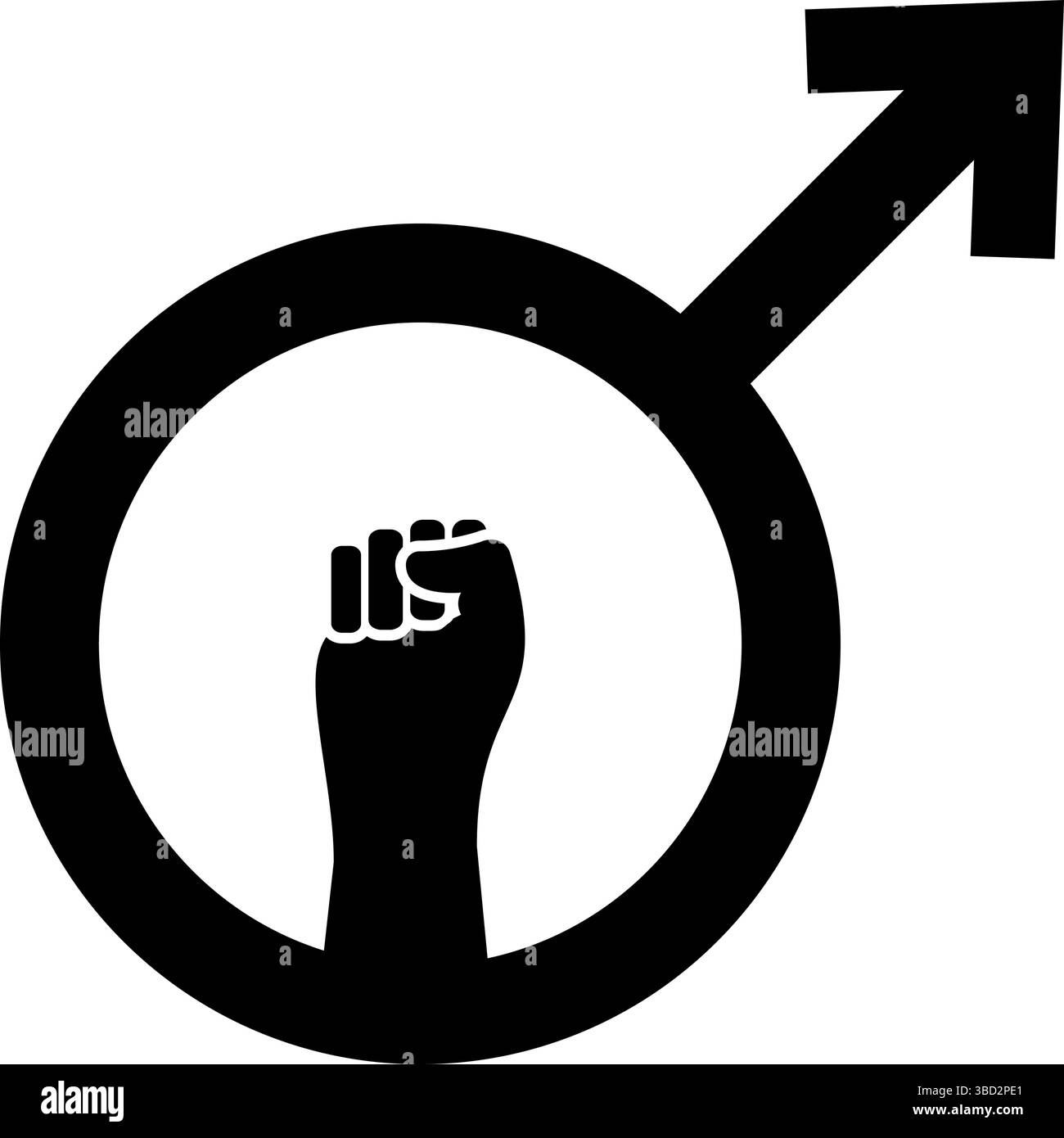 Anti feminism male symbol sign raised fist icon black color vector ...
