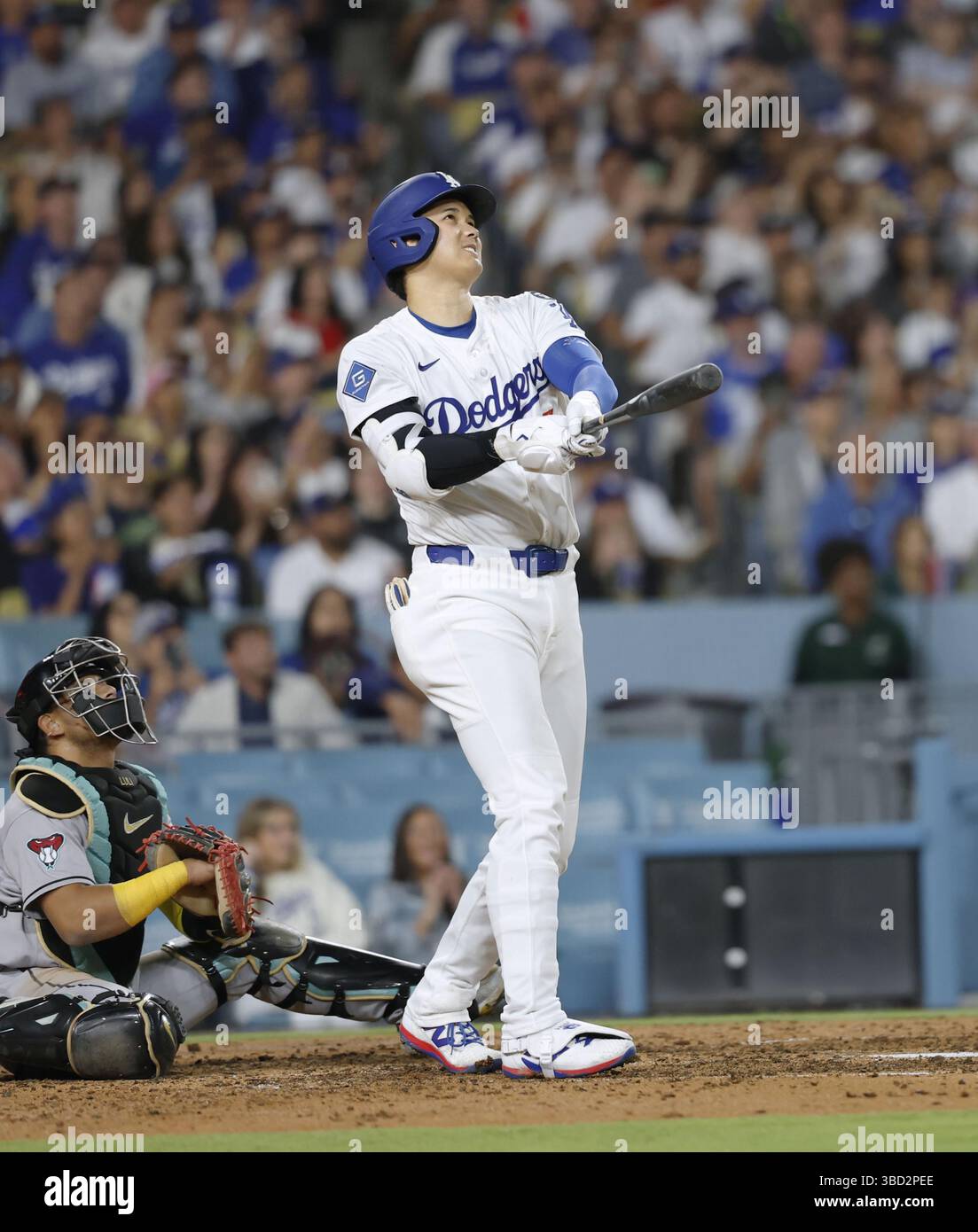 Los Angeles Dodgers designated hitter Shohei Ohtani flies out in the ...