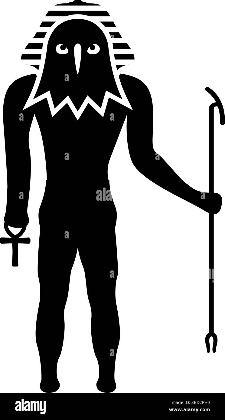 Egypt sun god deity Ra ancient with falcon head icon black color vector ...