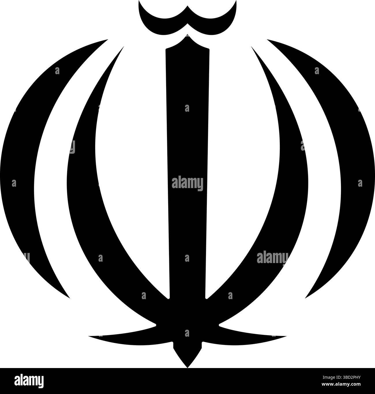 Iran national emblem icon black color vector illustration image flat ...