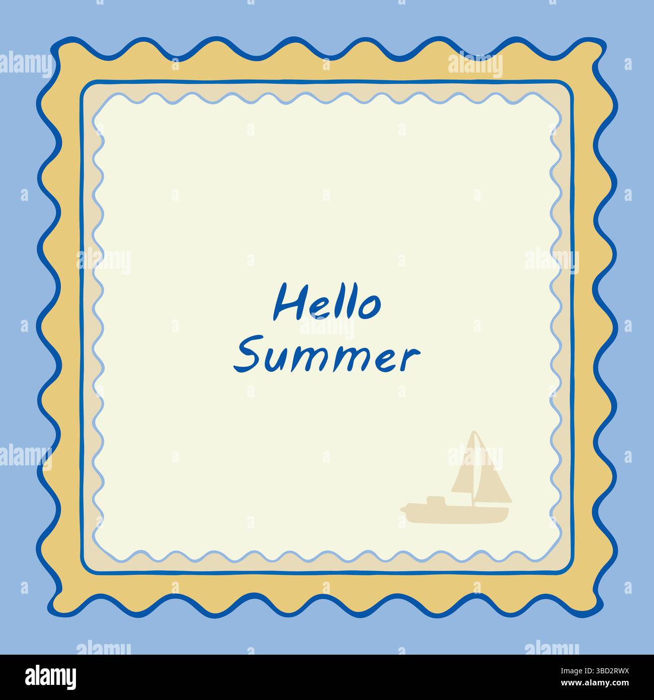 Frame, doodle wave edge border Set. Hand drawn paint brush wavy line ...