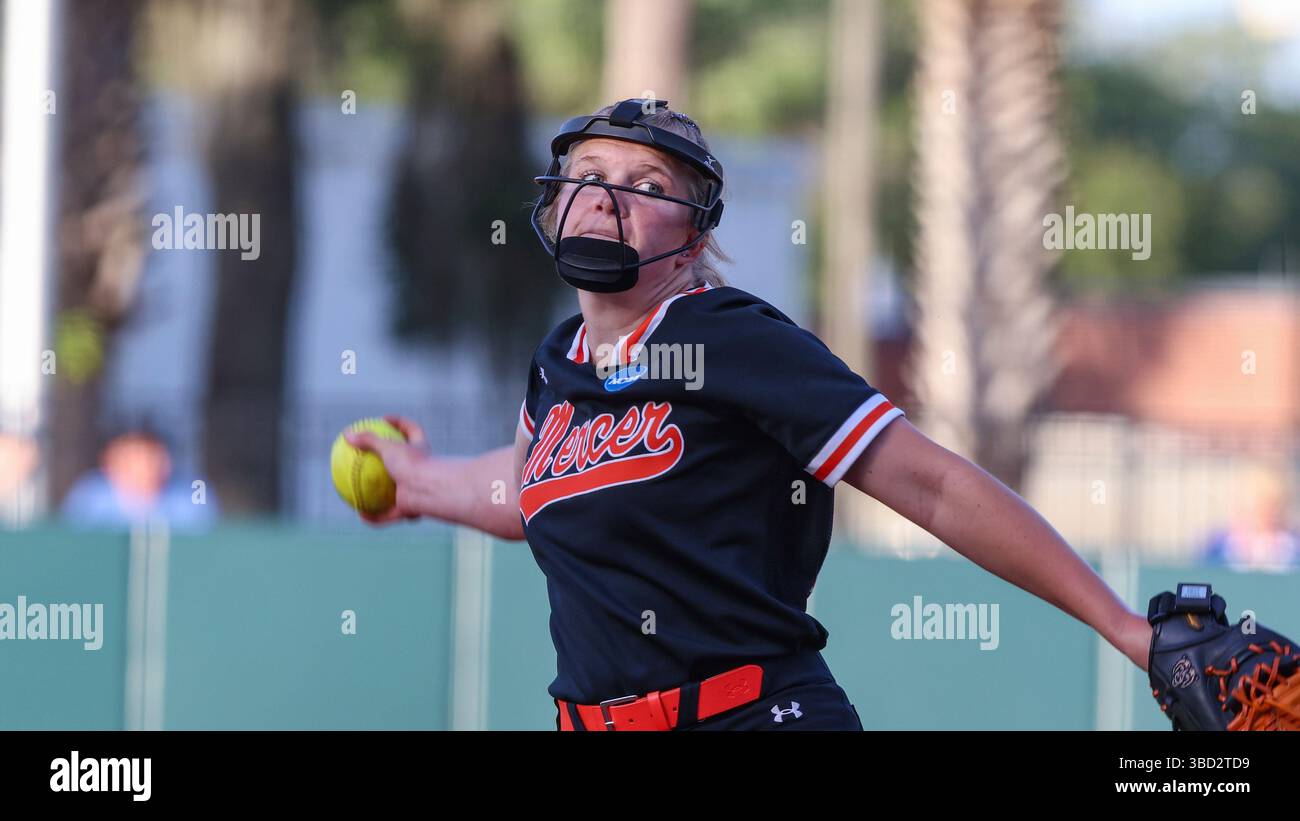 Mercer pitcher Gabby Ellis (25) in action during an NCAA regional ...