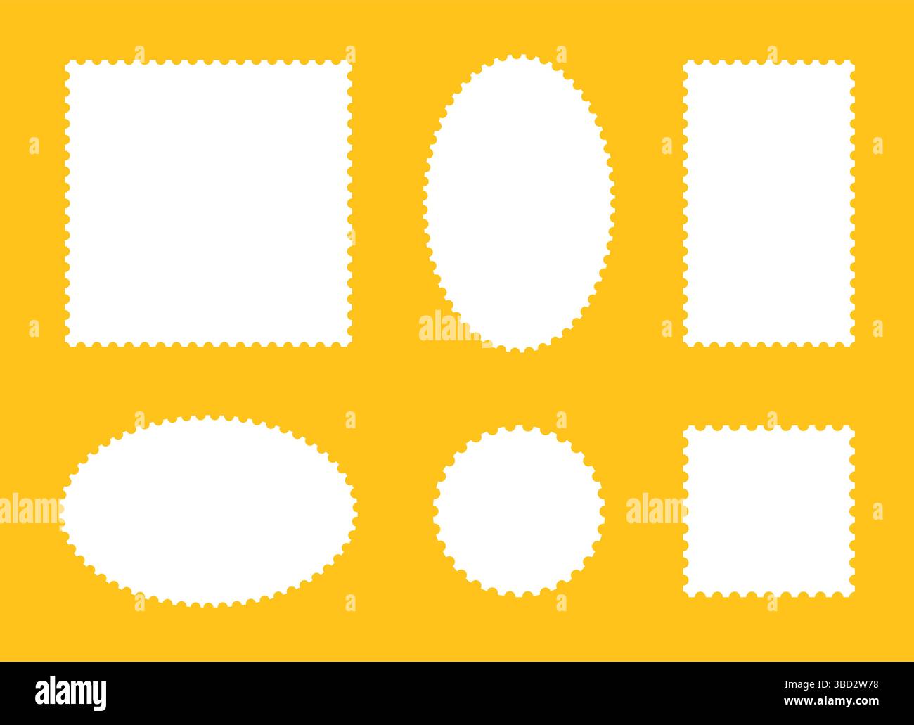 Postage stamp frames. Set of empty borders, backdrops for postcard ...