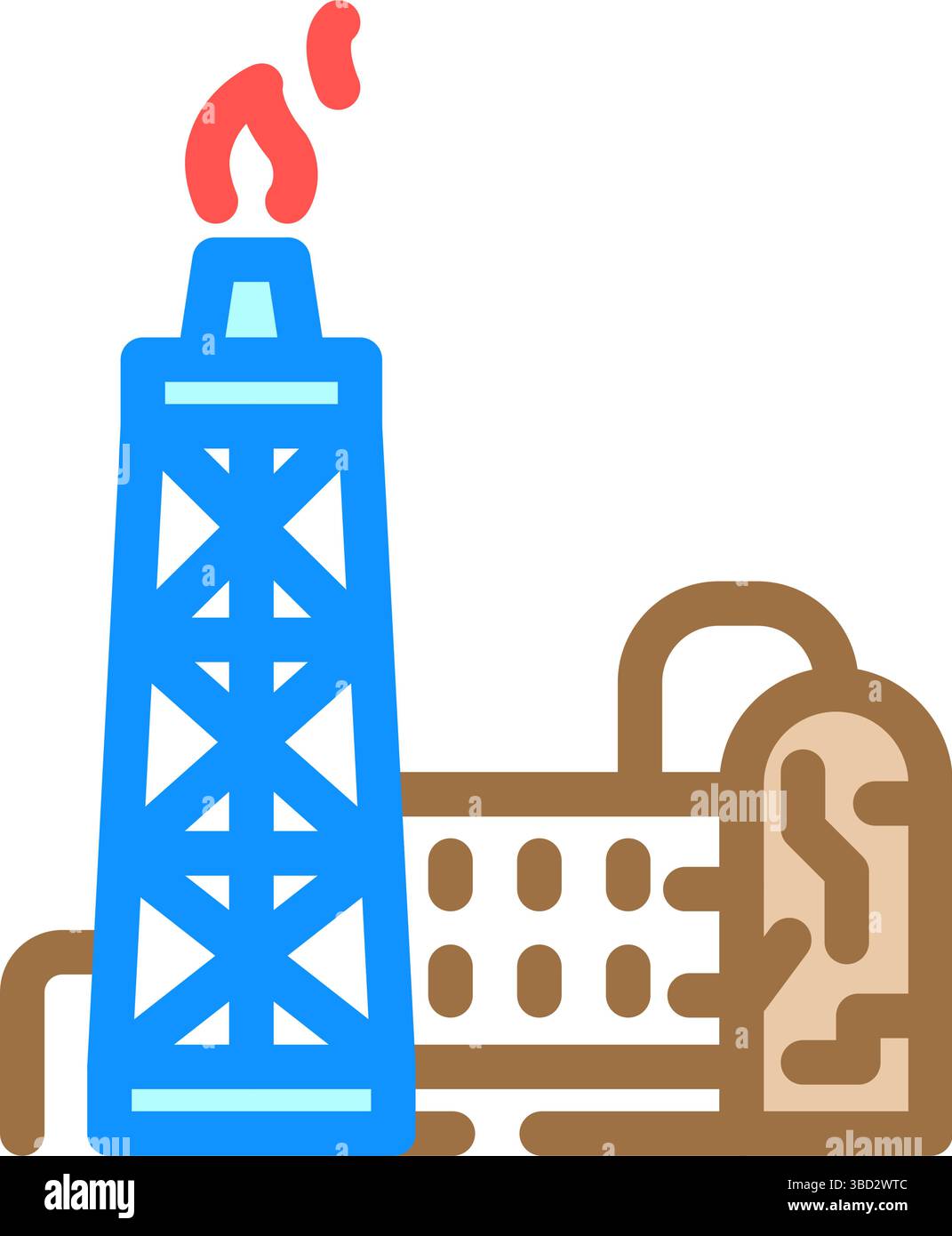 oil refinery flare stacks air pollution color icon vector illustration ...