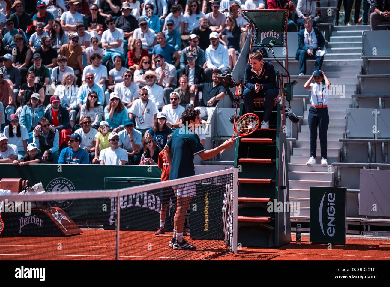 Cristian GARIN of Chile with the referee during the qualifying of the ...