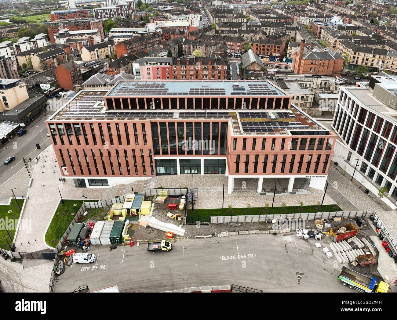 Aerial drone view of Adam Smith Business School building University of ...