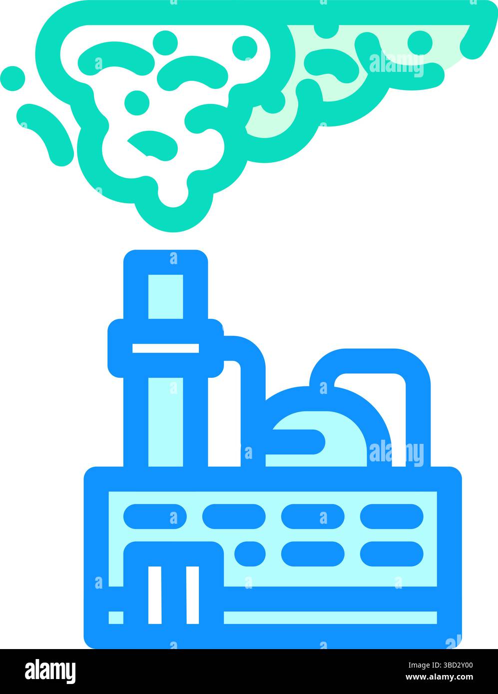 factory chimneys releasing smoke chemical pollution color icon vector ...