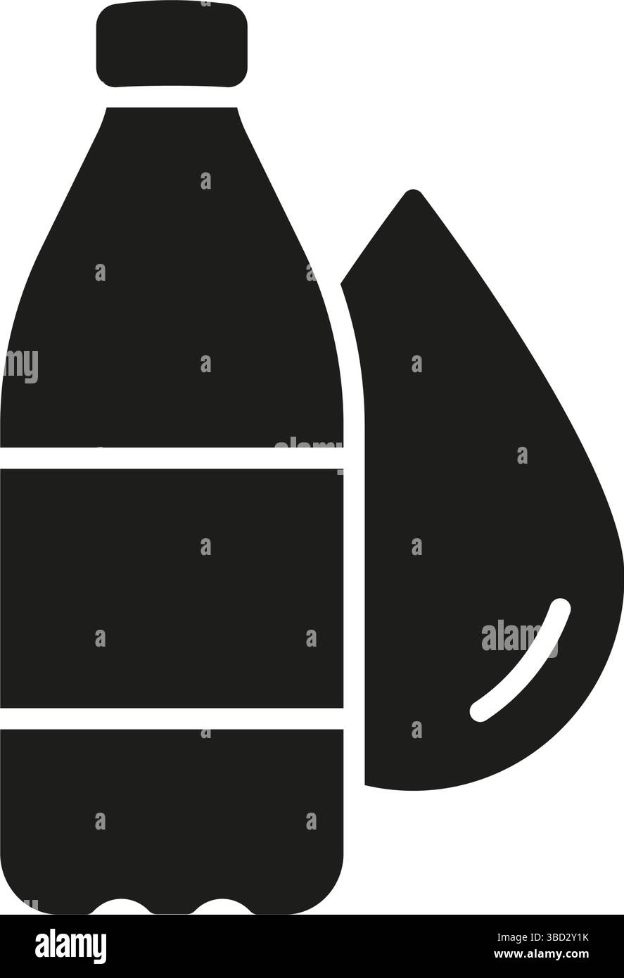 Water Bottle With Droplet Solid Icon. Hydration, Refreshment, And ...