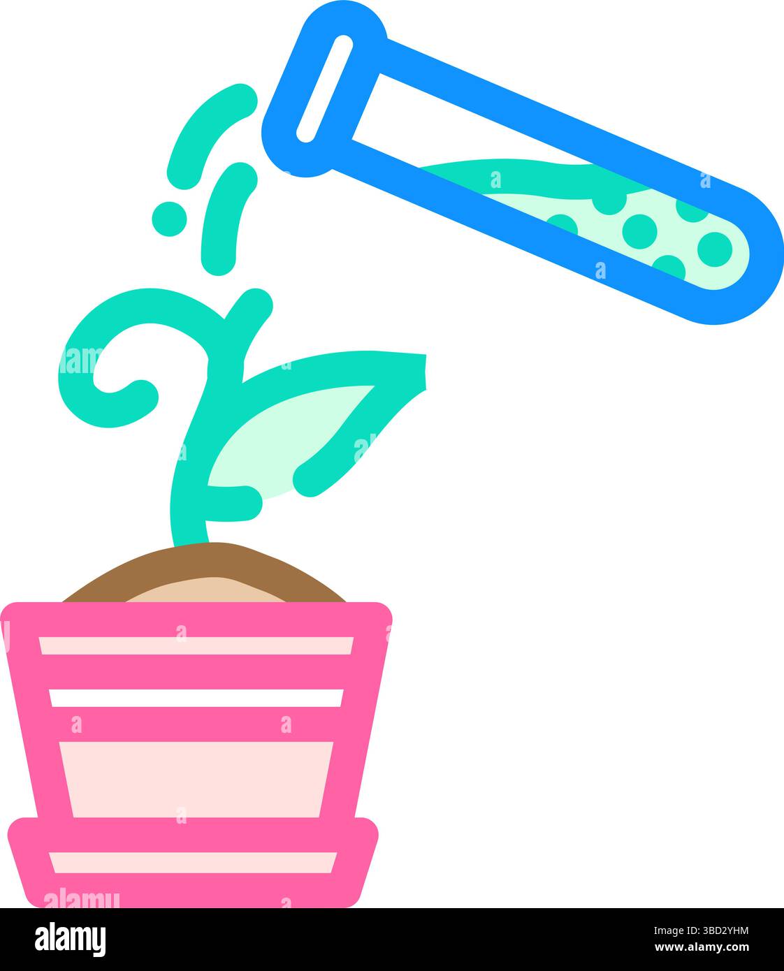 test tube spilling chemicals onto plants color icon vector illustration ...