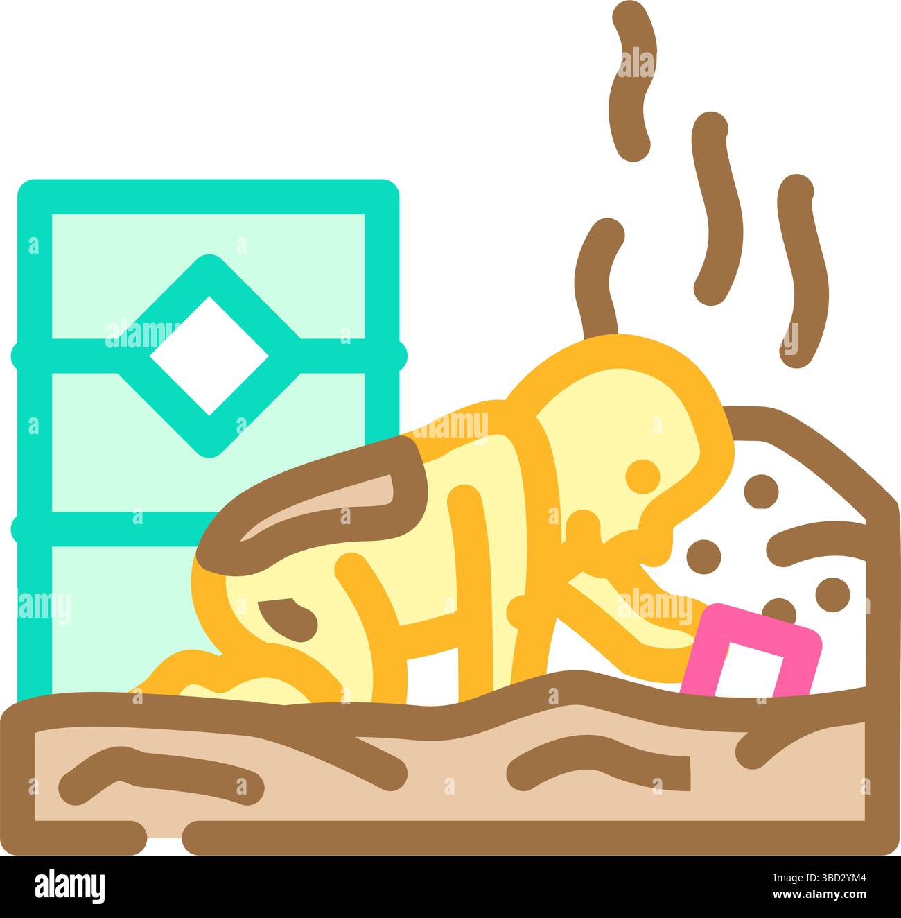 child playing near toxic waste dump chemical pollution color icon ...