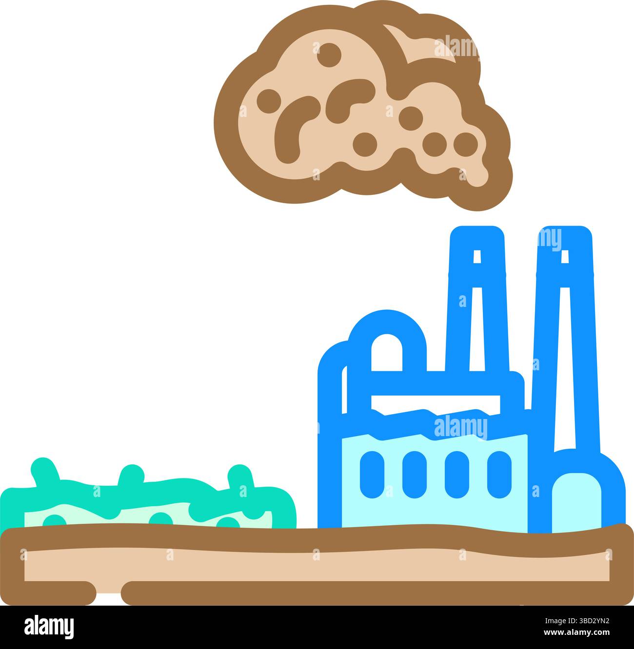 crops growing near plant chemical pollution color icon vector ...