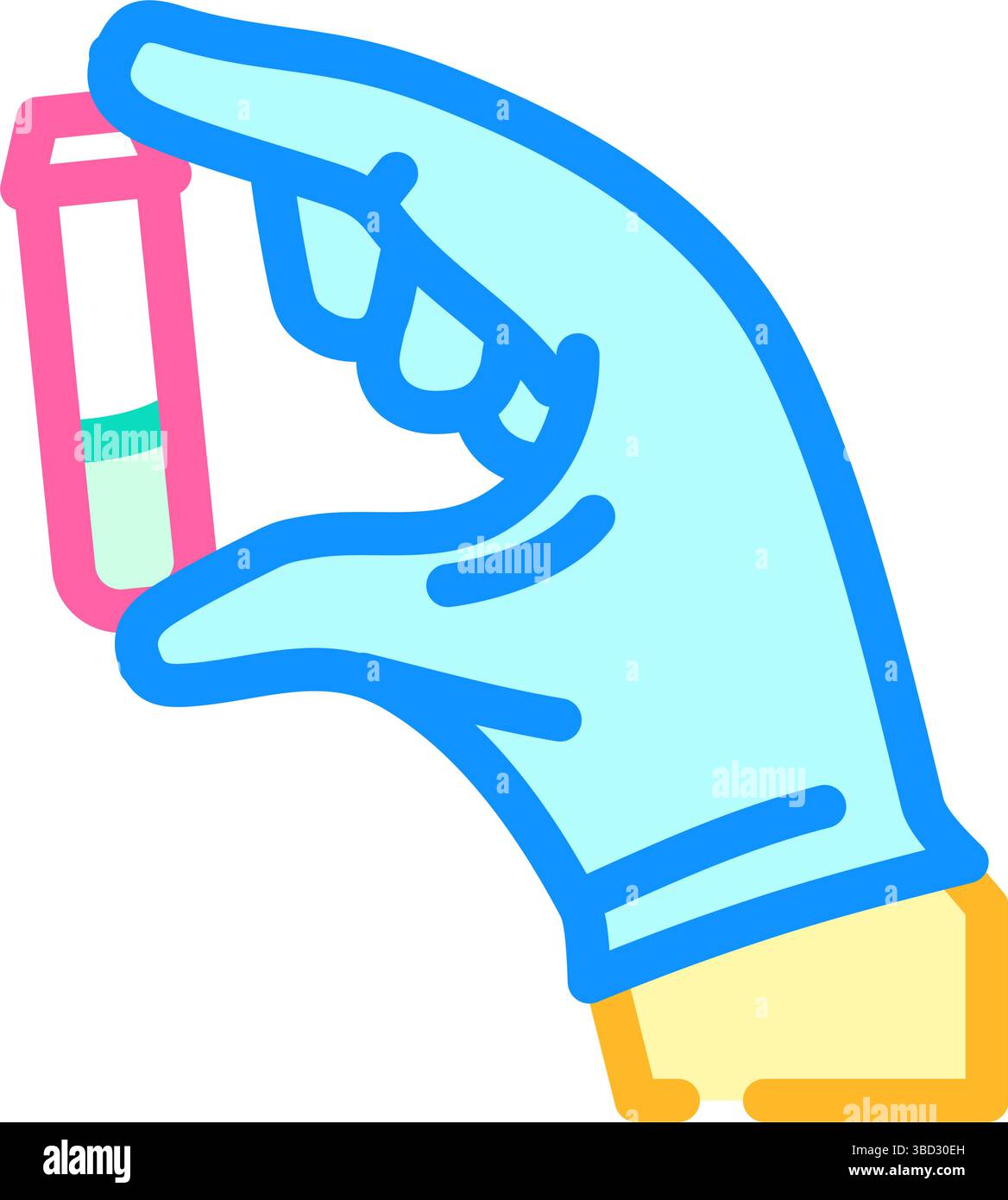 gloved hand holding toxic sample chemical pollution color icon vector ...
