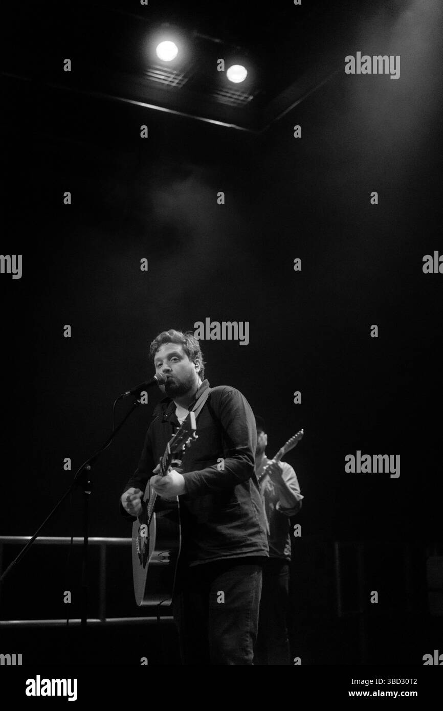 Cambridge, UK, 1 April, 2025. Will Varley in concert. Pictured left to ...