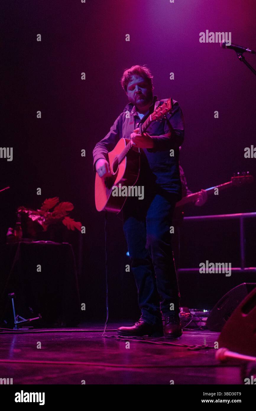 Cambridge, UK, 1 April, 2025. Will Varley in concert. Pictured left to ...