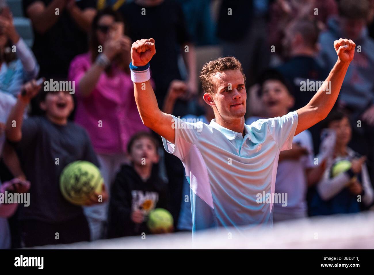 Luca VAN ASSCHE of France celebrating the win during the qualifying of ...
