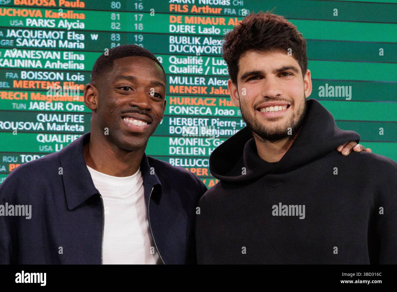 Ousmane Dembele player of Paris Saint-Germain and Carlos Alcaraz of ...