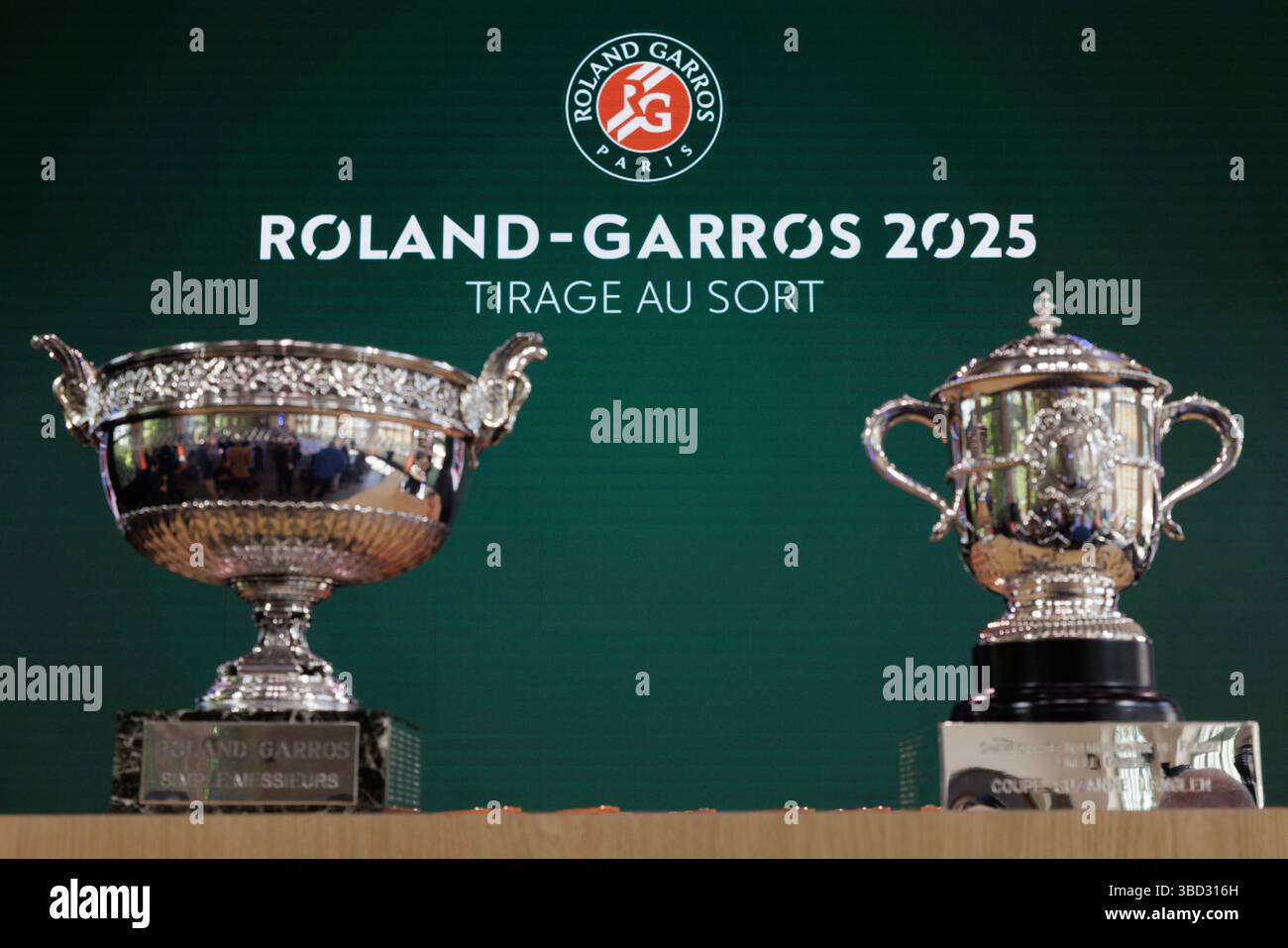 Exhibition of the Roland Garros trophies in the men's and women's ...