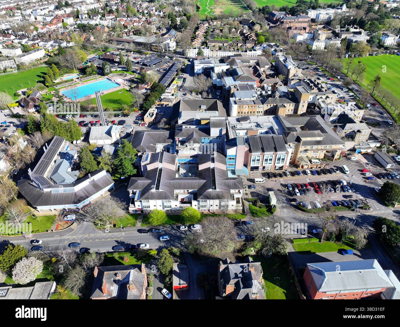 Aerial drone view of Cheltenham General Hospital Stock Photo - Alamy