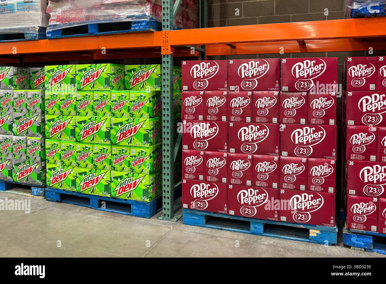 WOODBURY, MN, USA, APRIL 22, 2025:Wholesale club display of Dr. Pepper ...