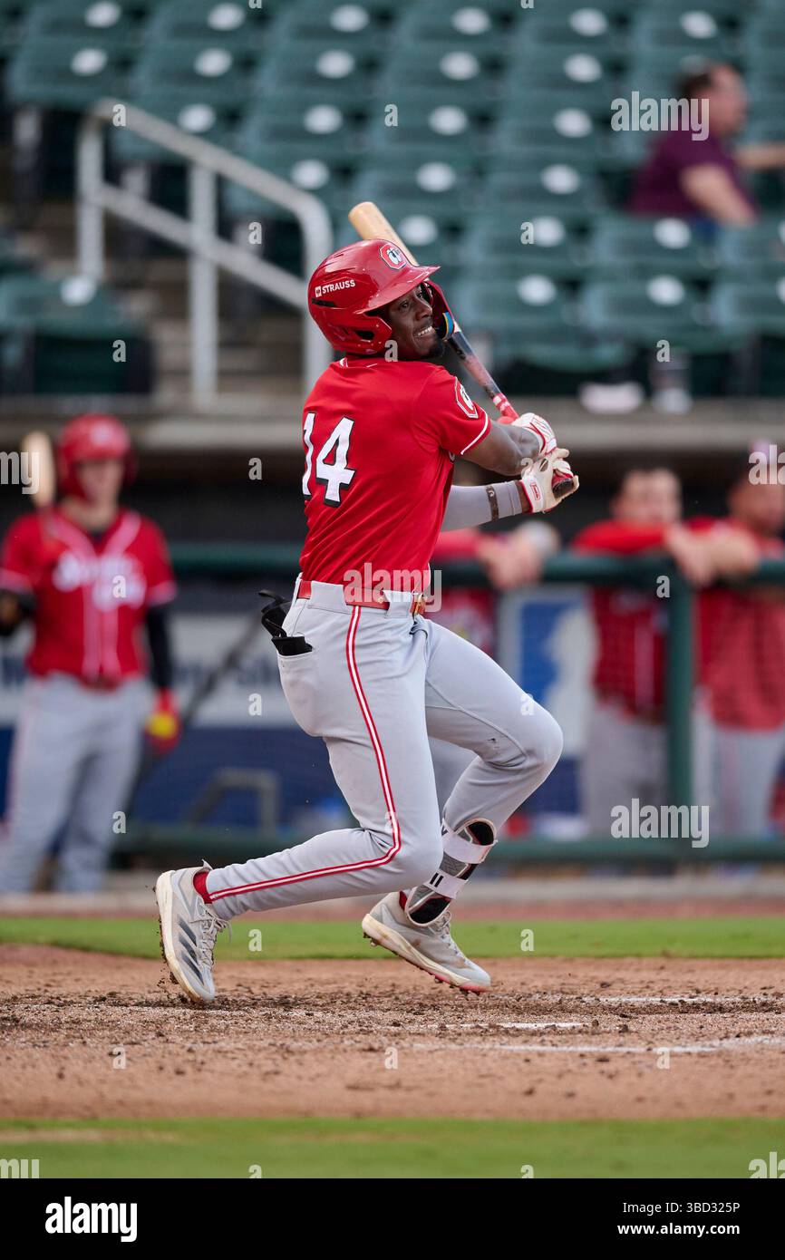 Chattanooga Lookouts Jay Allen II (14) bats during an MiLB Southern ...