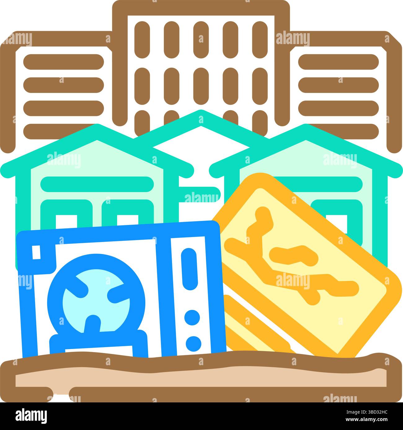 piles urban area e waste pollution color icon vector illustration Stock ...