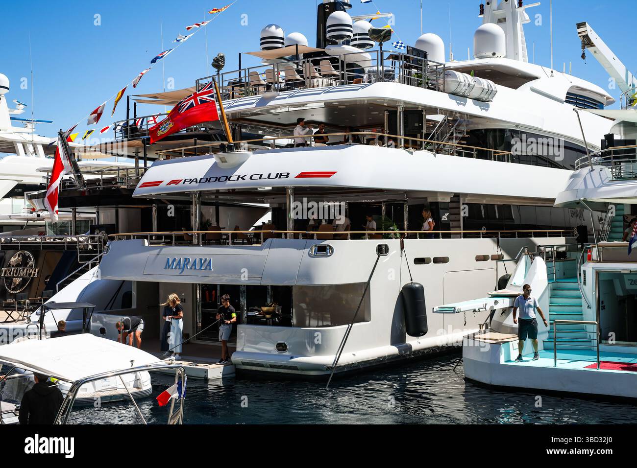 The paddock club yacht alongside the track during the Formula 1 Tag ...