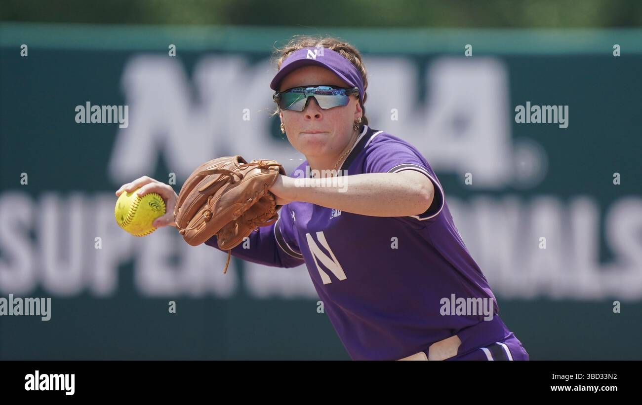 Northwestern infielder Grace Nieto throws the ball before an NCAA ...