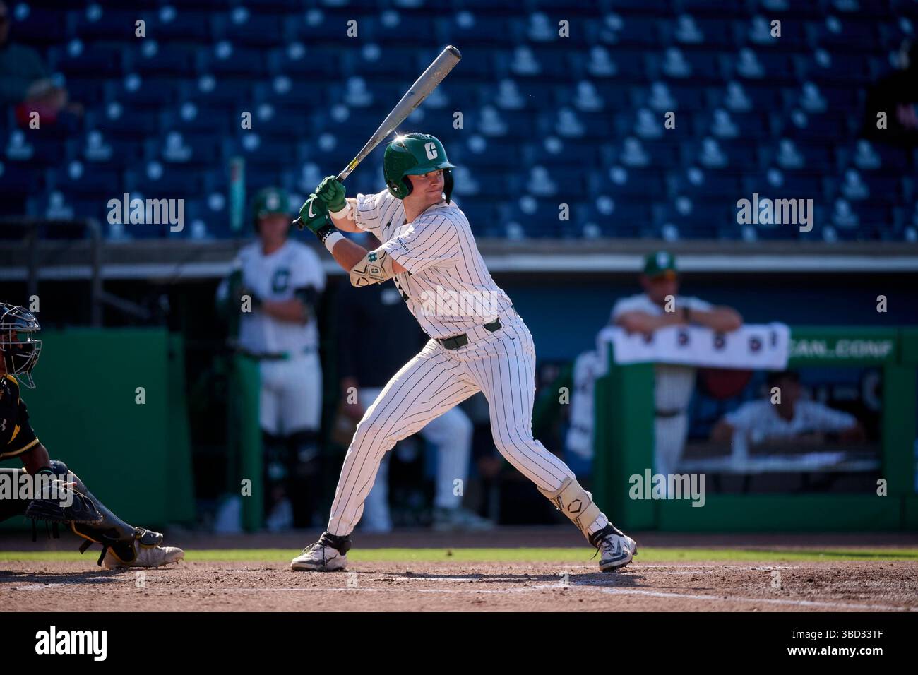 Charlotte 49ers Caleb Estes (13) bats during an American Athletic ...