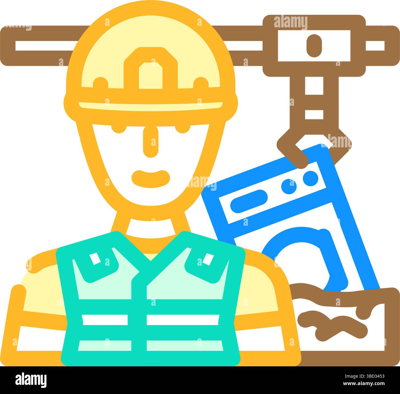 landfill workers handling e waste pollution color icon vector ...